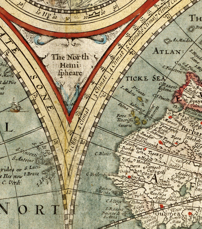 Old Map of The World 1627 Two Hemispheres Vintage Map Wall Map Print ...