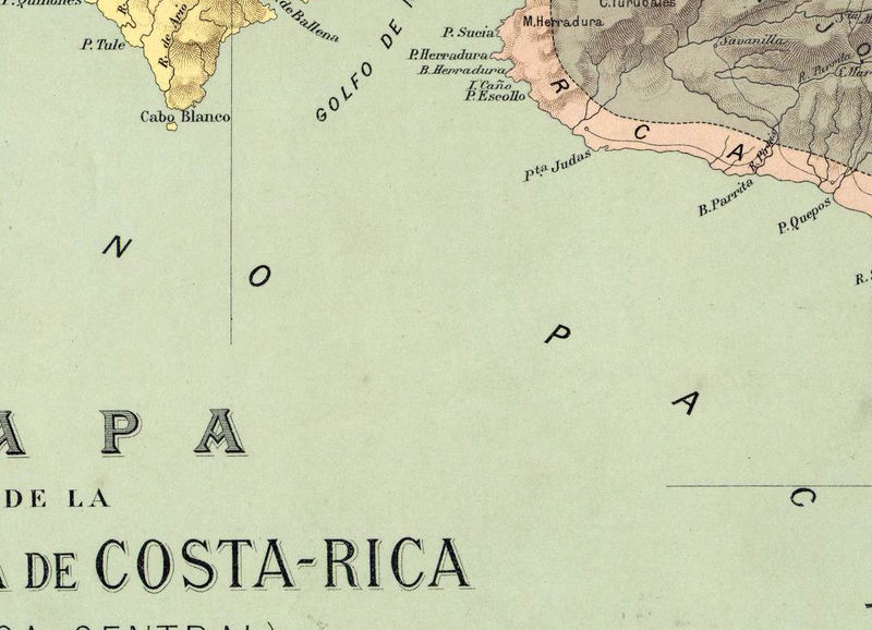 Old Map of Costa Rica 1889 Vintage Map - VINTAGE MAPS AND PRINTS