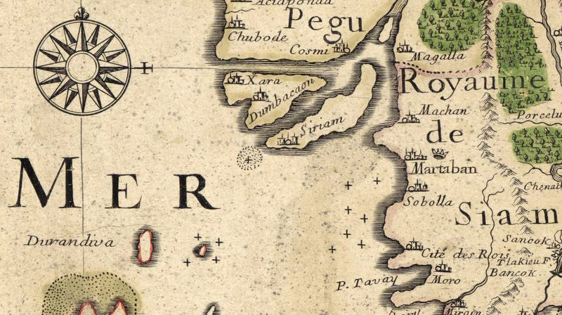 Old Map of Thailand Old Siam 1686 Vintage Map Wall Map Print - VINTAGE ...