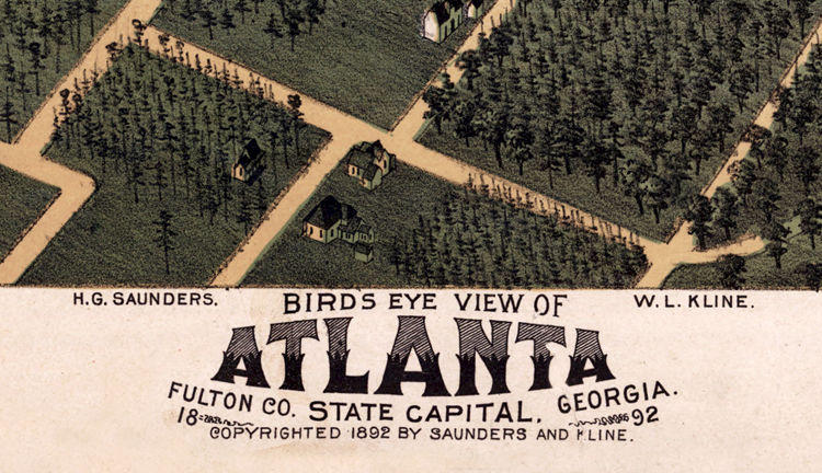 Old Atlanta Panoramic Birdseye View 1892 - VINTAGE MAPS AND PRINTS
