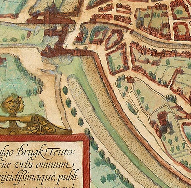Old Map of Bruges Belgium Brugae Flandorum 1572 Vintage Map Wall Map ...