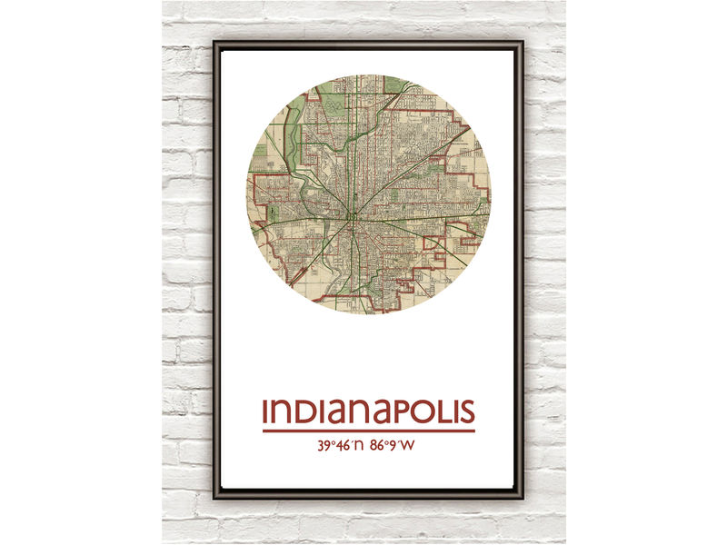 INDIANAPOLIS - city poster - city map poster print - VINTAGE MAPS AND ...