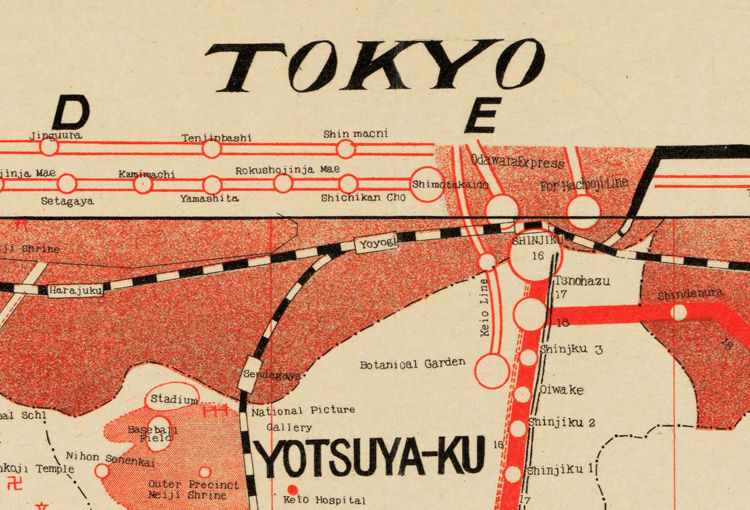 Old Map of Tokyo Japan 1929 Vintage Map Wall Map Print - VINTAGE MAPS ...