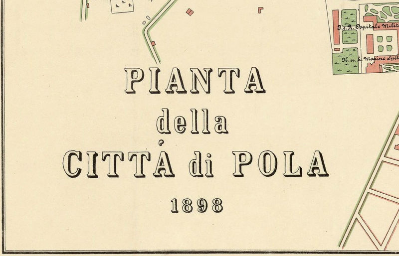 Old Map of Pola Pula 1898 Croatia Vintage Map - VINTAGE MAPS AND PRINTS