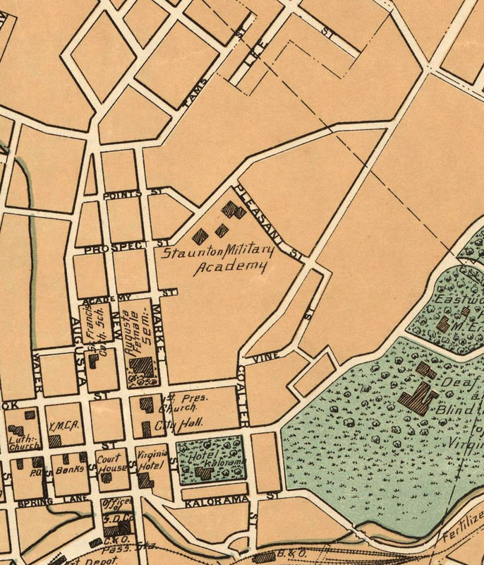 Old Map of Staunton Augusta County Virginia 1891 Vintage Map Wall Map ...