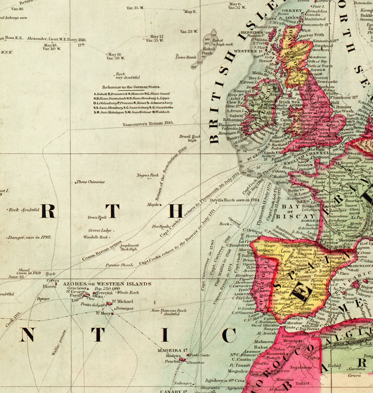 Old World Map Vintage Atlas 1854 Mercator projection (3 pieces ...