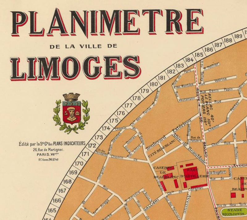 Old Map of Limoges 1931 France Vintage Map - VINTAGE MAPS AND PRINTS