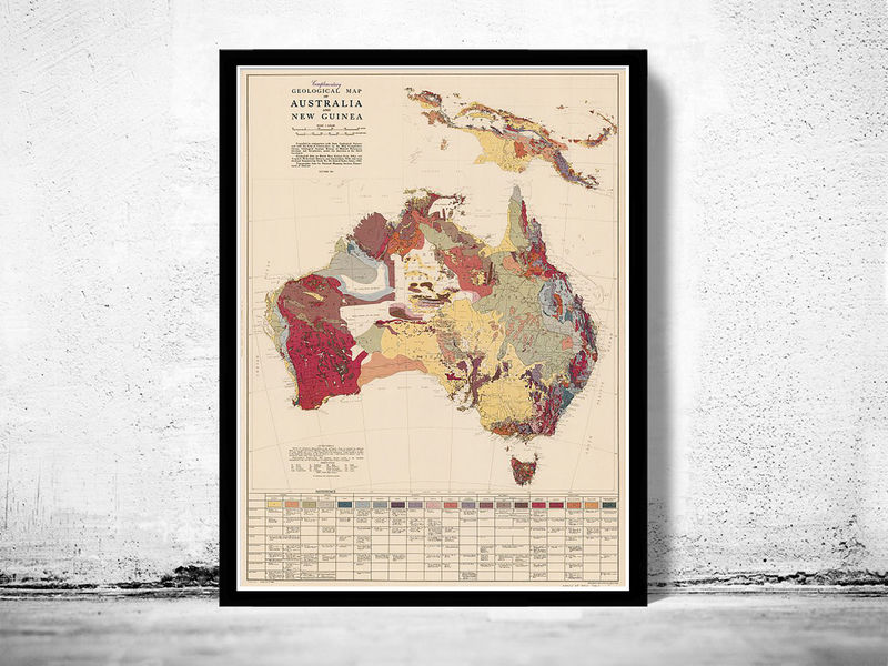 Old Map Australia New Guinea Geological Vintage Map Wall Map Print ...