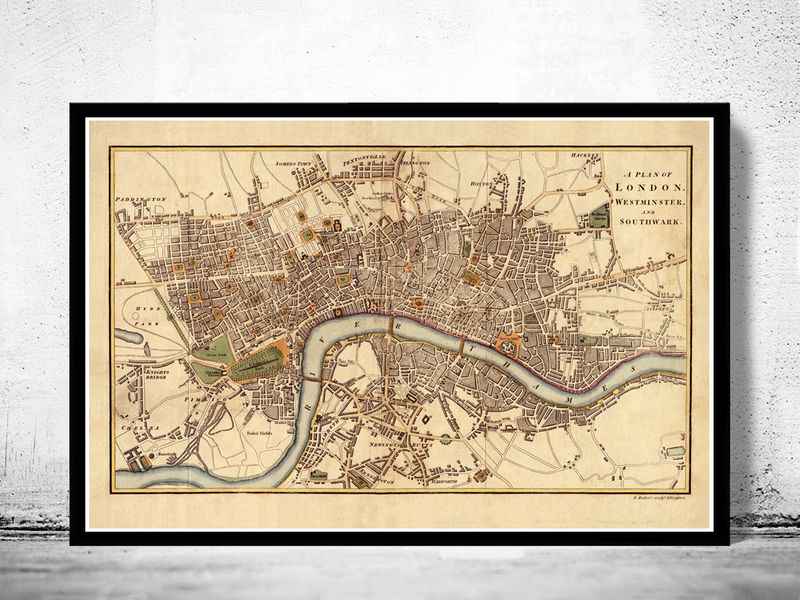 Old Map of London England 1807 Vintage Map Wall Map Print - VINTAGE ...