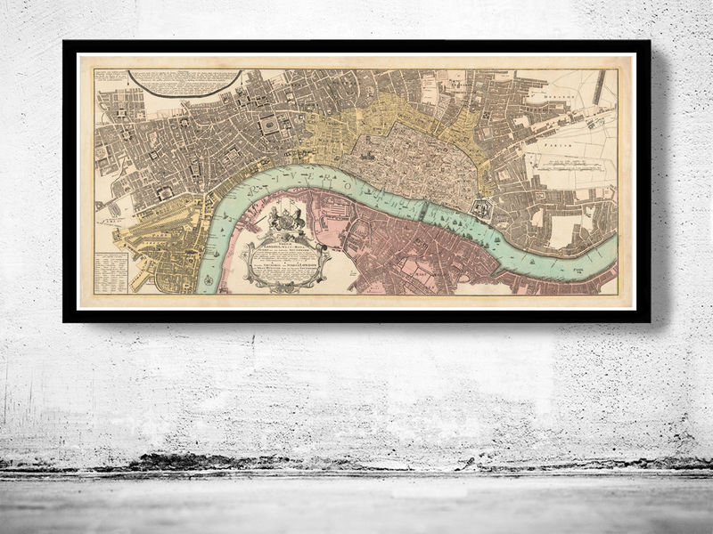Old Map of London 1736 England Vintage Map Wall Map Print - VINTAGE ...