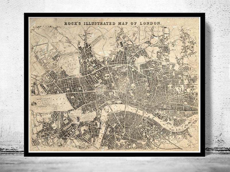 Old Map of London England 1845 Vintage Map Wall Map Print - VINTAGE ...