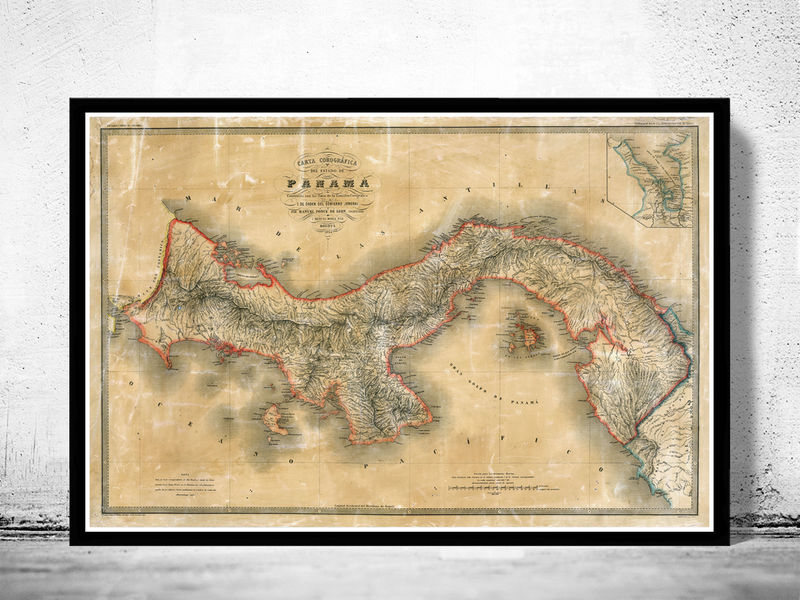Old Map of Panama 1865 Vintage Map Wall Map Print - VINTAGE MAPS AND PRINTS