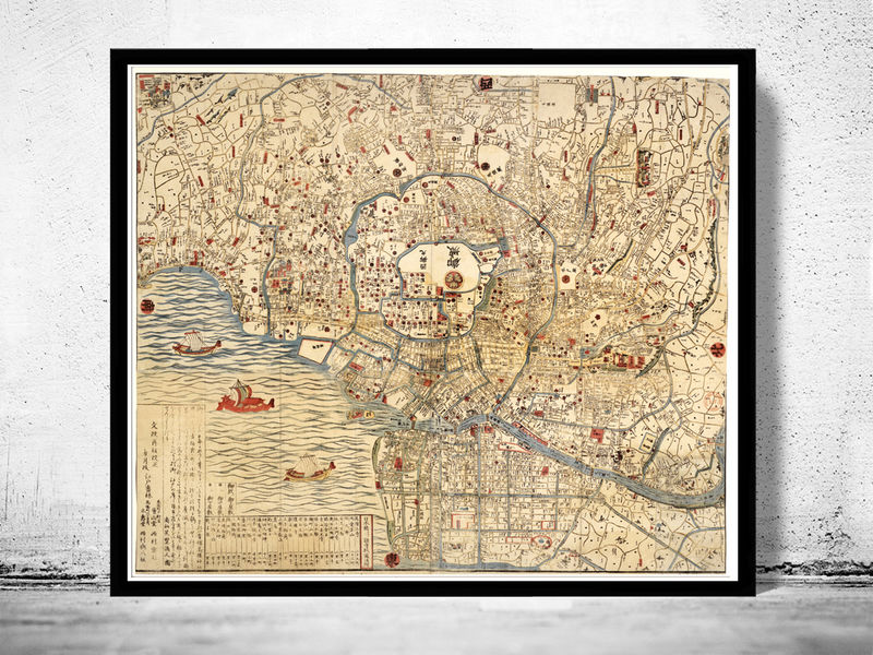 Old Map of Tokyo Japan 1820 Vintage Map Wall Map Print - VINTAGE MAPS ...
