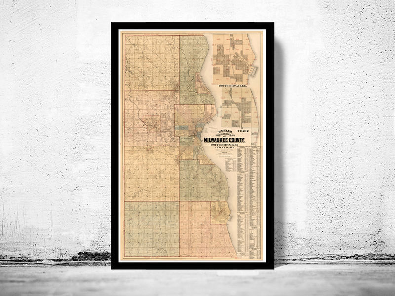Old Map of Milwaukee County and City 1893 Vintage Map Wall Map Print ...