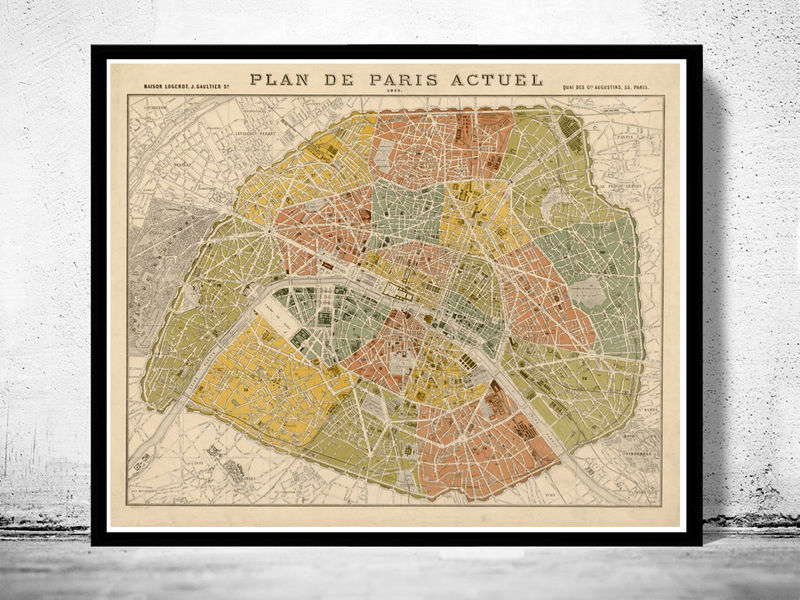 Old Map of Paris France 1879 Vintage Map Wall Map Print - VINTAGE MAPS ...