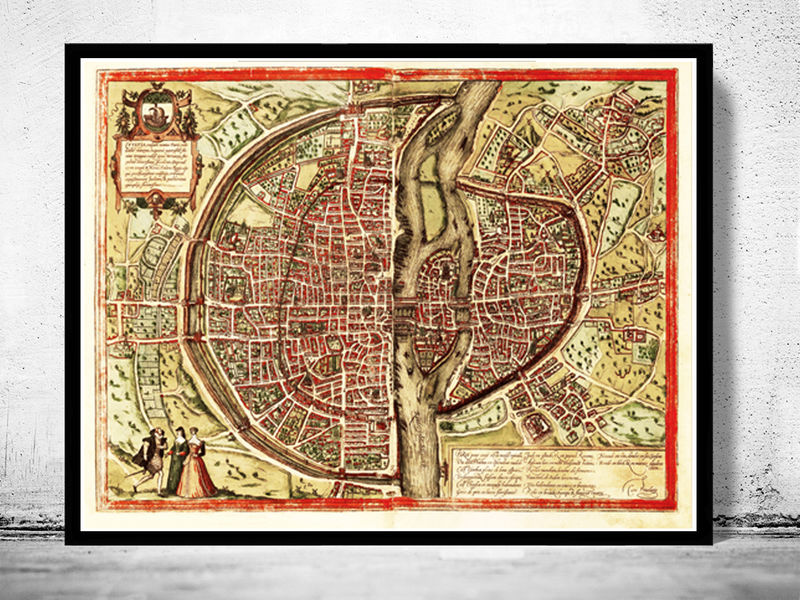 Old Map of Paris 1572 Vintage Map Wall Map Print - VINTAGE MAPS AND PRINTS