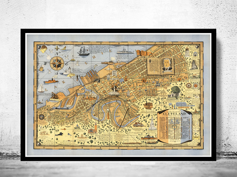 Old Map of Cleveland 1928 Vintage Map Wall Map Print - VINTAGE MAPS AND ...