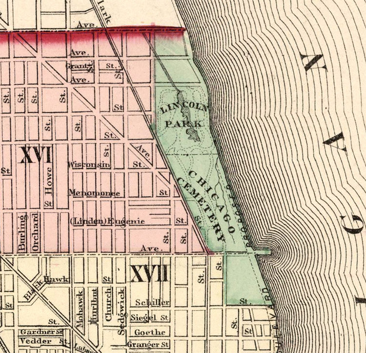 Old vintage map of Chicago 1874 - VINTAGE MAPS AND PRINTS