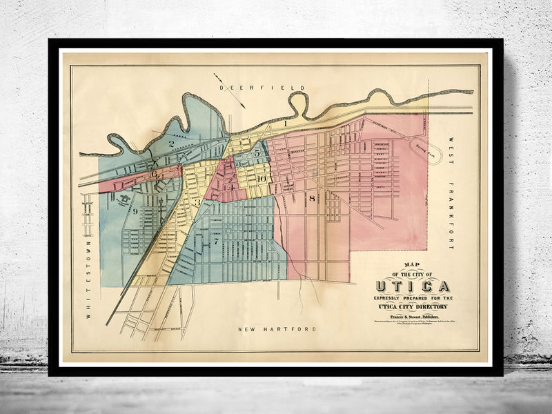 Old Map of Utica New York 1876 Vintage Map Wall Map Print - VINTAGE ...