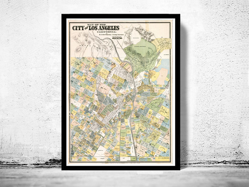 Old Map of Los Angeles 1884 Vintage Map Wall Map Print - VINTAGE MAPS ...