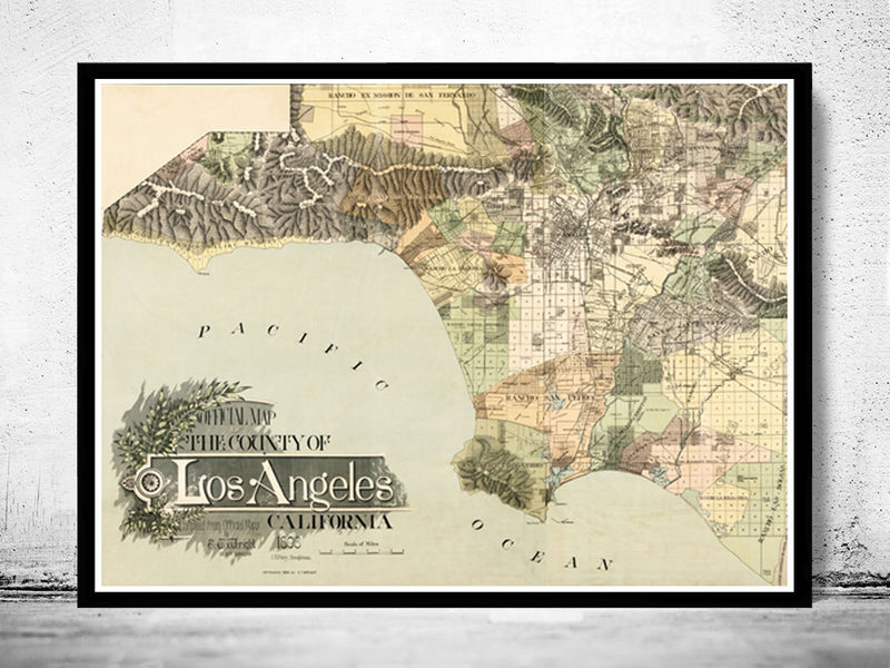 Old Map of Los Angeles 1898 Vintage Map Wall Map Print - VINTAGE MAPS ...