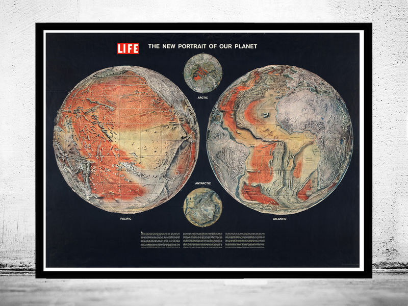 World Map Atlas New Portrait of The World Life - VINTAGE MAPS AND PRINTS