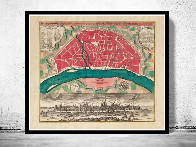 Old Map of Koln Cologne Germany 1740 Vintage Map Wall Map Print ...