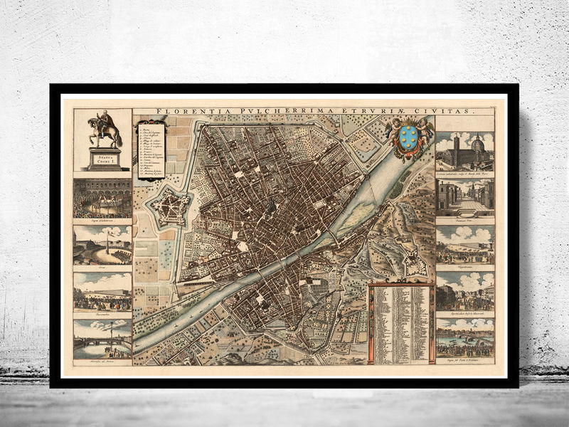 Old Map of Florence Firenze 1685 Vintage Map Wall Map Print - VINTAGE ...