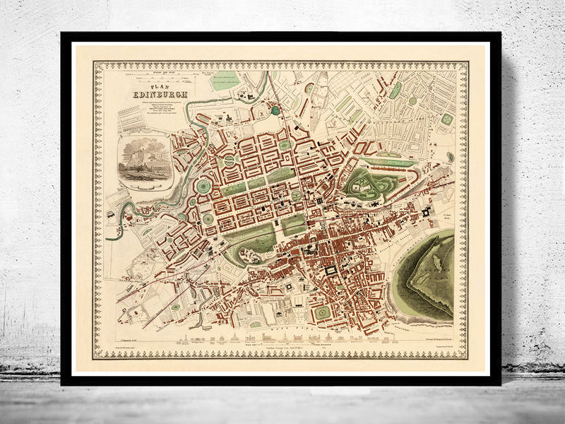 Old Map of Edinburgh 1853 Vintage Map Wall Map Print - VINTAGE MAPS AND ...