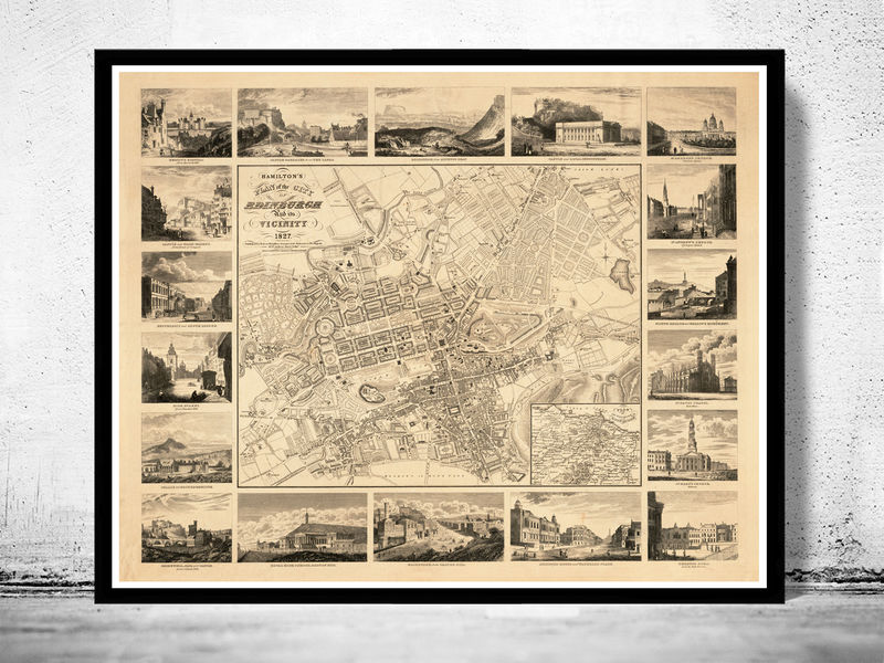 Old Map of Edinburgh 1827 Scotland Vintage Map Wall Map Print - VINTAGE ...
