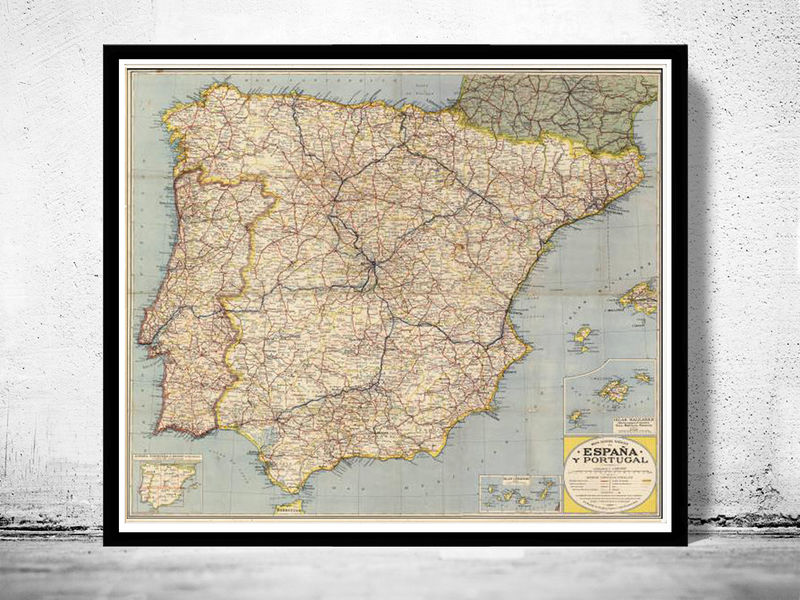 Old Map of Spain 1850 Vintage Map Wall Map Print - VINTAGE MAPS AND PRINTS