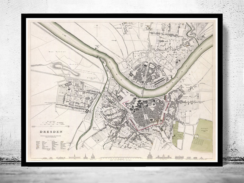 Old Map of Dresden Germany 1833 Vintage Map of Dresden - VINTAGE MAPS ...