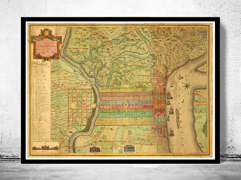 Old Map of Philadelphia 1802 Vintage Map Wall Map Print - VINTAGE MAPS ...