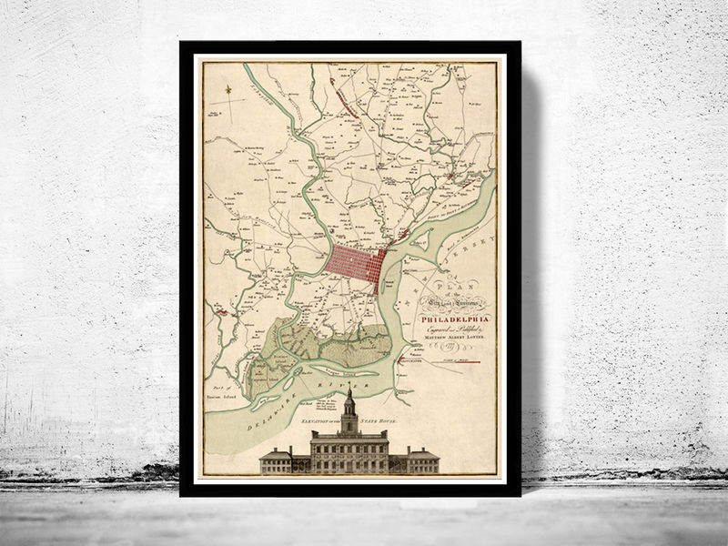 Old Map of Philadelphia 1777 Vintage Map Wall Map Print - VINTAGE MAPS ...