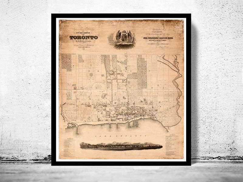 Old Map of Toronto Ontario Canada 1842 Vintage Map Wall Map Print ...