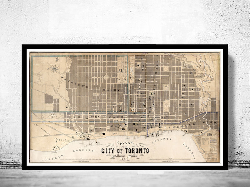 Old Map of Toronto Ontario Canada 1857 Vintage Map Wall Map Print ...