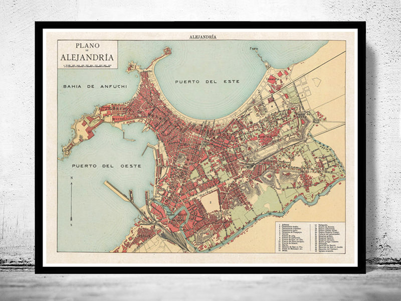 Old Map of Alexandria Egypt Old Map 1900 Vintage Map Wall Map Print ...