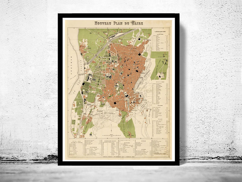 Old Map of Cairo 1886 Egypt Vintage Map Wall Map Print - VINTAGE MAPS ...