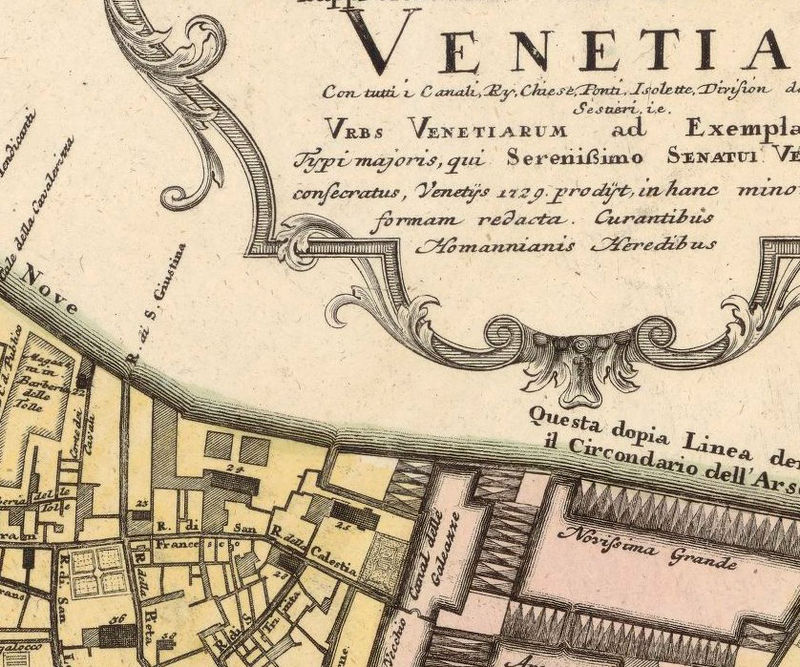 Old Map of Venice 1729 Venetia Venezia - VINTAGE MAPS AND PRINTS