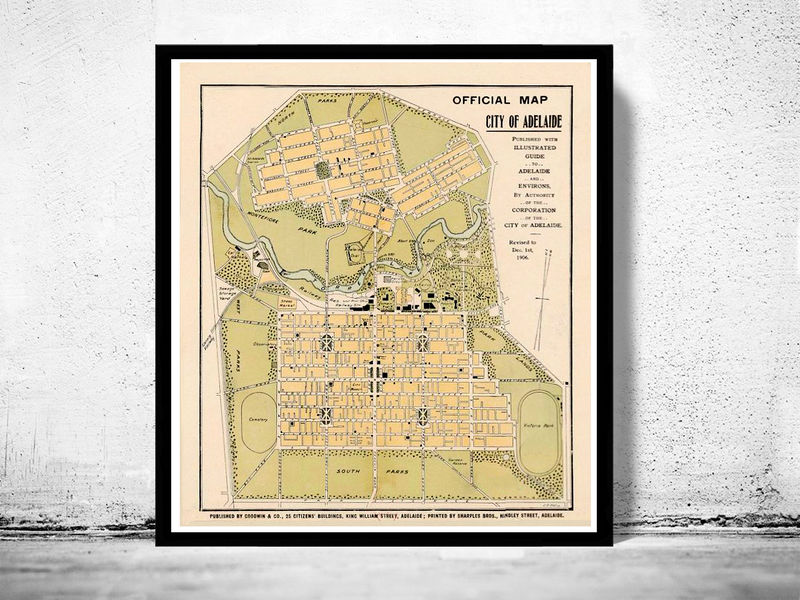 Old Map of Adelaide City Australia 1906 Vintage Map Wall Map Print ...