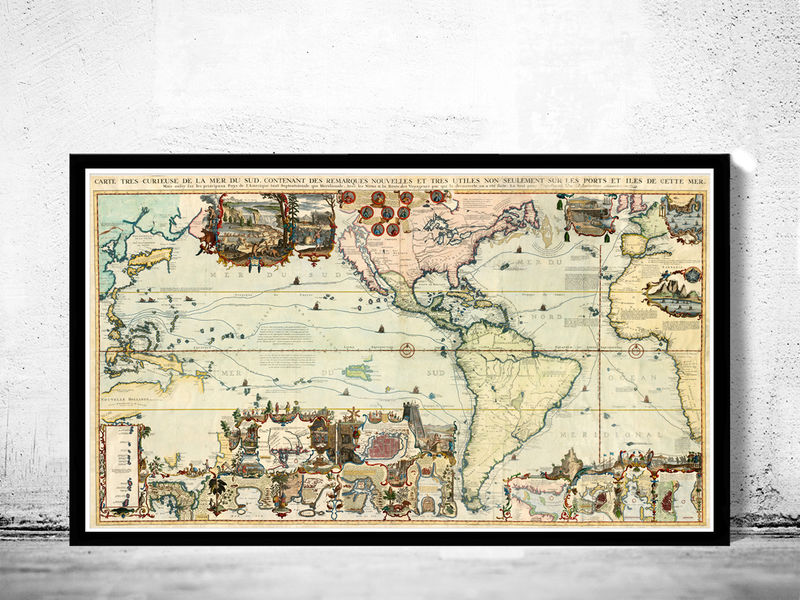 Old World Map 1719 New discoveries Vintage Map Wall Map Print - VINTAGE ...