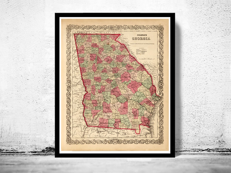 Vintage map of Georgia State1886 United States Old Map - VINTAGE MAPS ...