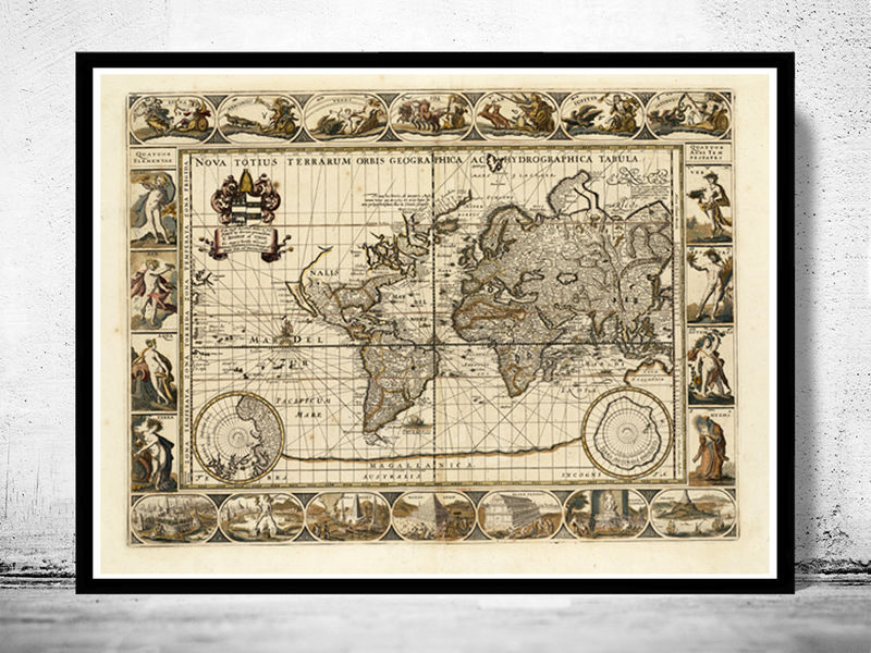 Odl Map of the World 1640 Vintage Map Wall Map Print - VINTAGE MAPS AND ...