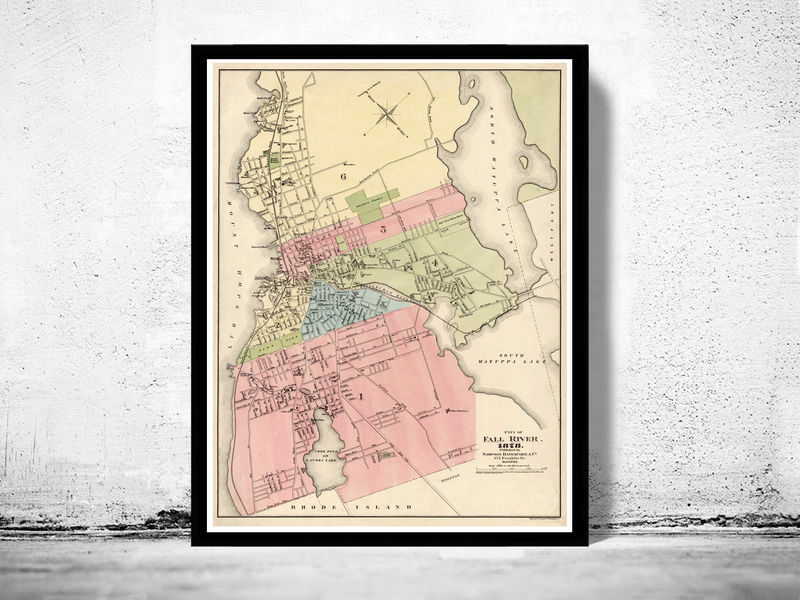 Old Map of Fall River 1878 Massachusetts Vintage Map Wall Map Print ...