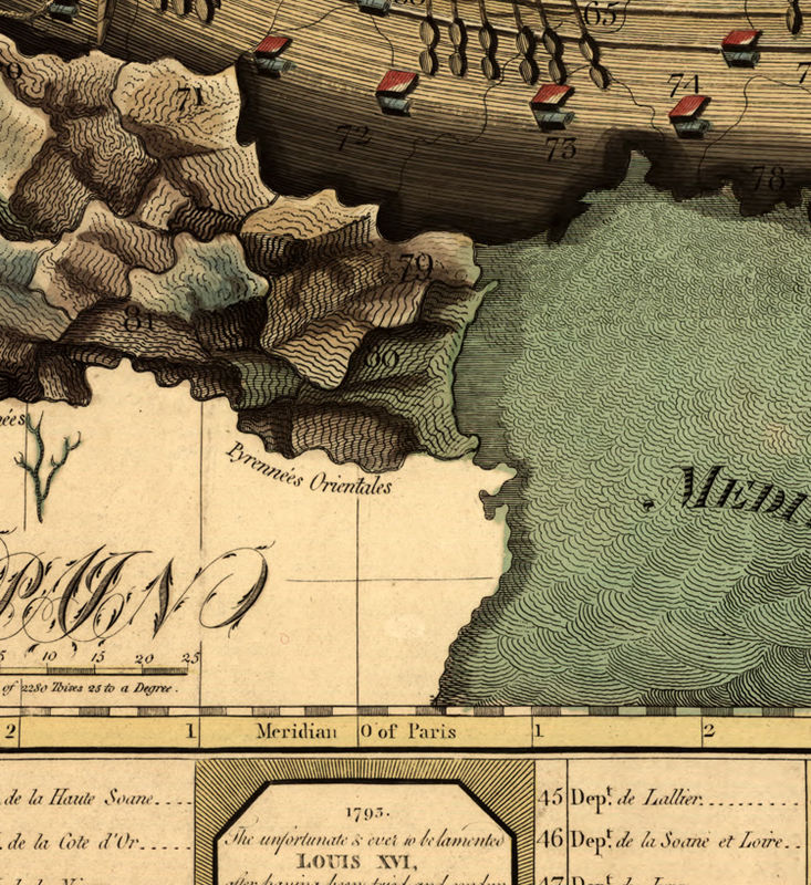 Old Map of France represented under the form of a ship 1796 - VINTAGE ...