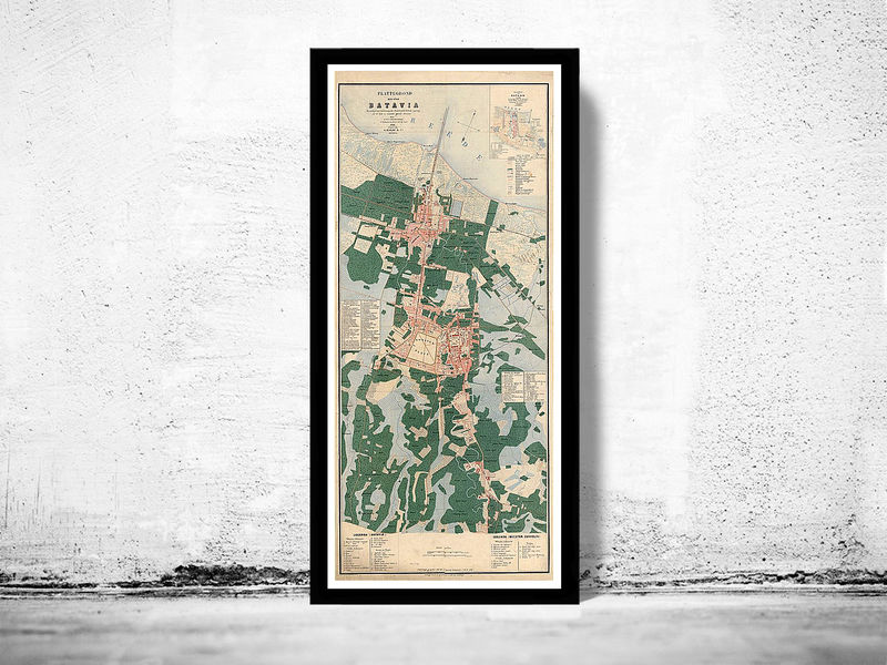 Old Map of Jakarta Batavia Indonesia 1866 Vintage Map Wall Map Print ...