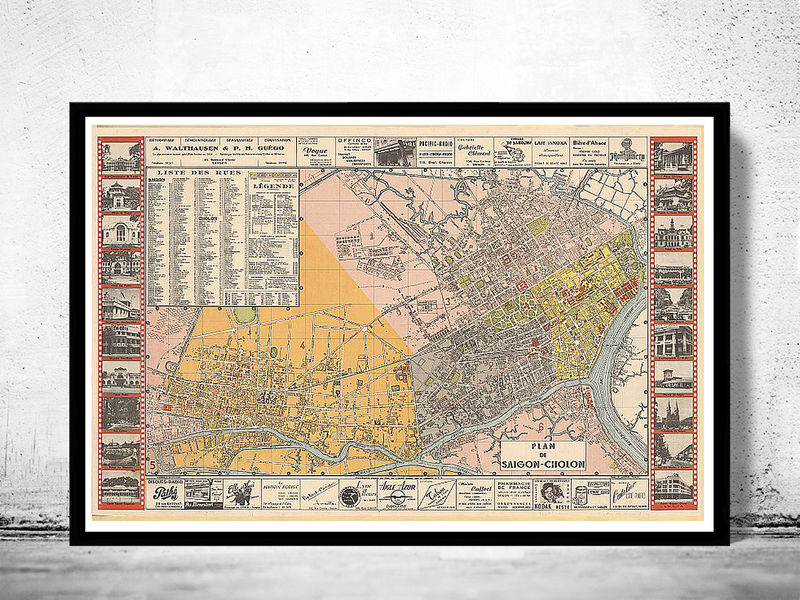 Old Map of Saigon Ho Chi Minh City Vietnam 1945 Vintage Map Wall Map ...