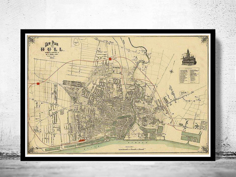 Old Map of Kingston upon Hull 1882 England Vintage Map Wall Map Print ...