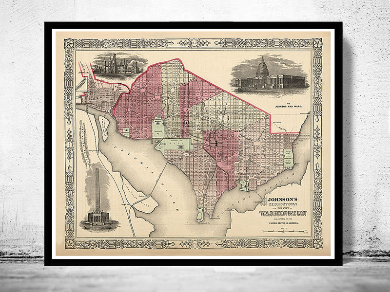 Old Map Washington State 1864 Vintage Map Wall Map Print - VINTAGE MAPS ...