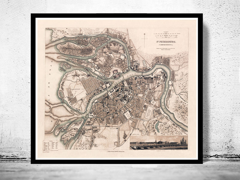 Old Map of Saint Petersburg Russia 1860 Vintage Map Wall Map Print ...